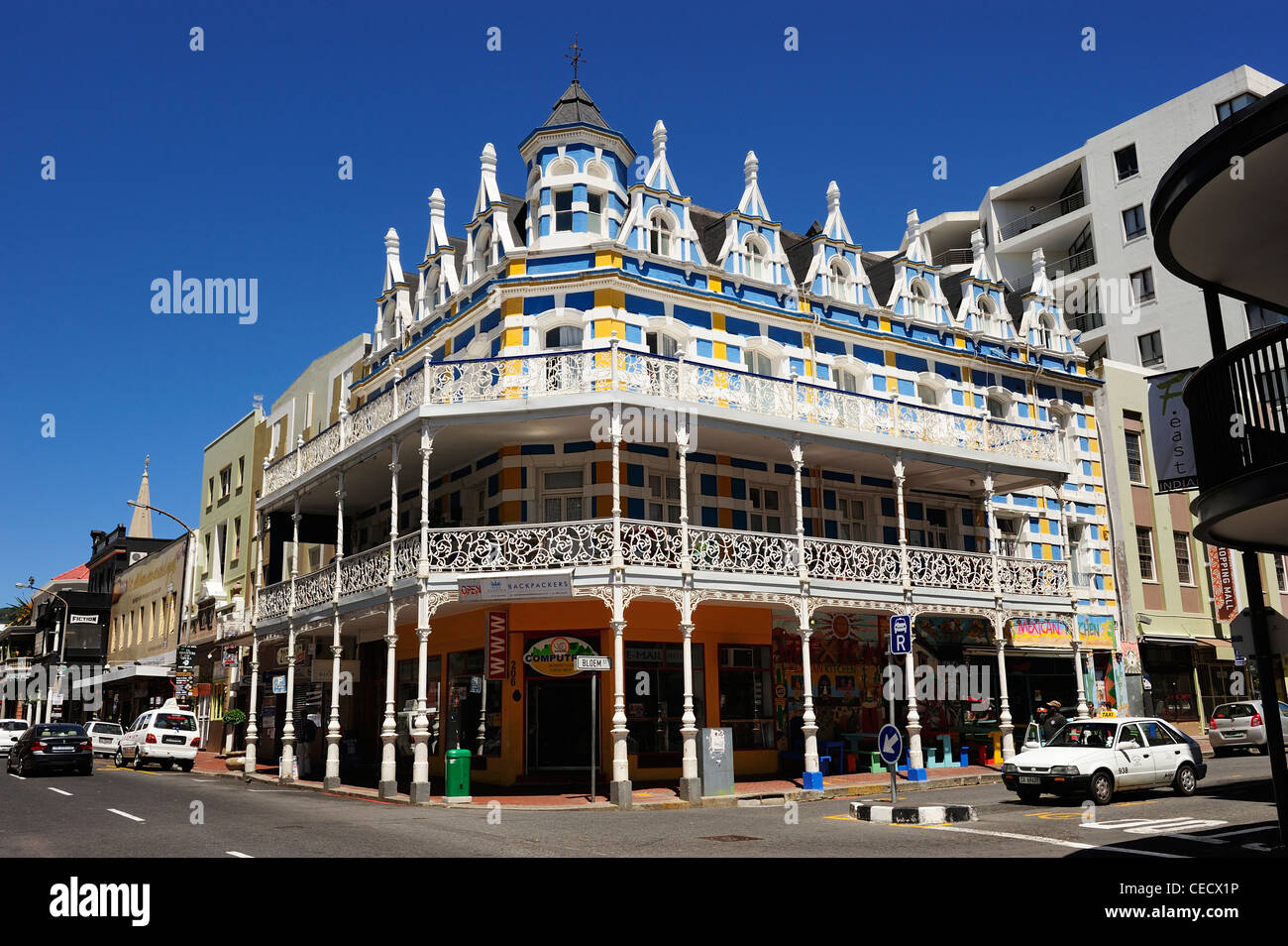 Colourful colonial building on Long Street, Cape Town, Western Cape ...