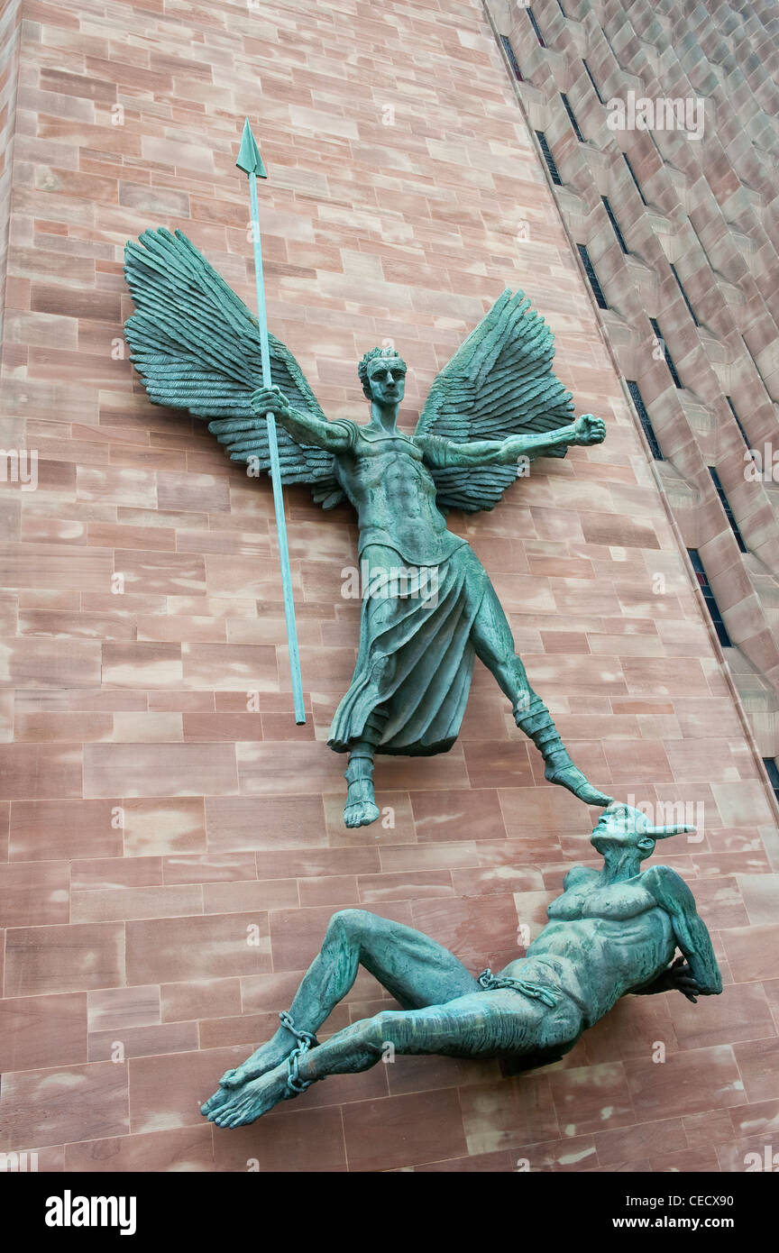 Statue of St Michael's Victory over the devil by Jacob Epstein on the ...