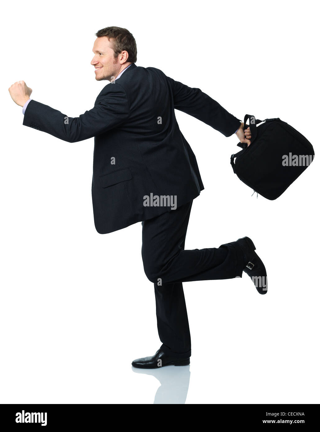 caucasian man running on white background Stock Photo - Alamy