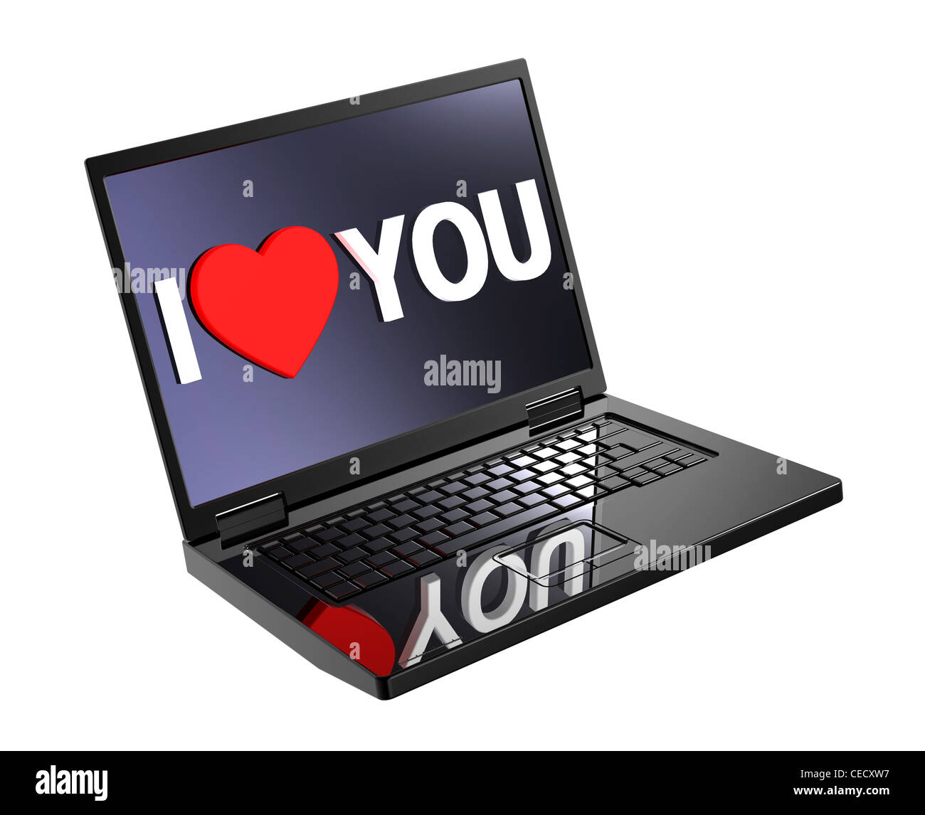 Valentine's day concept - writing I Love You on display of laptop Stock ...