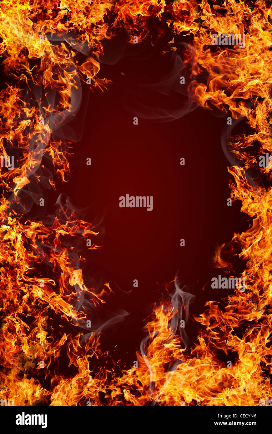 Fire frame with dark red center for text or object to be inserted Stock ...
