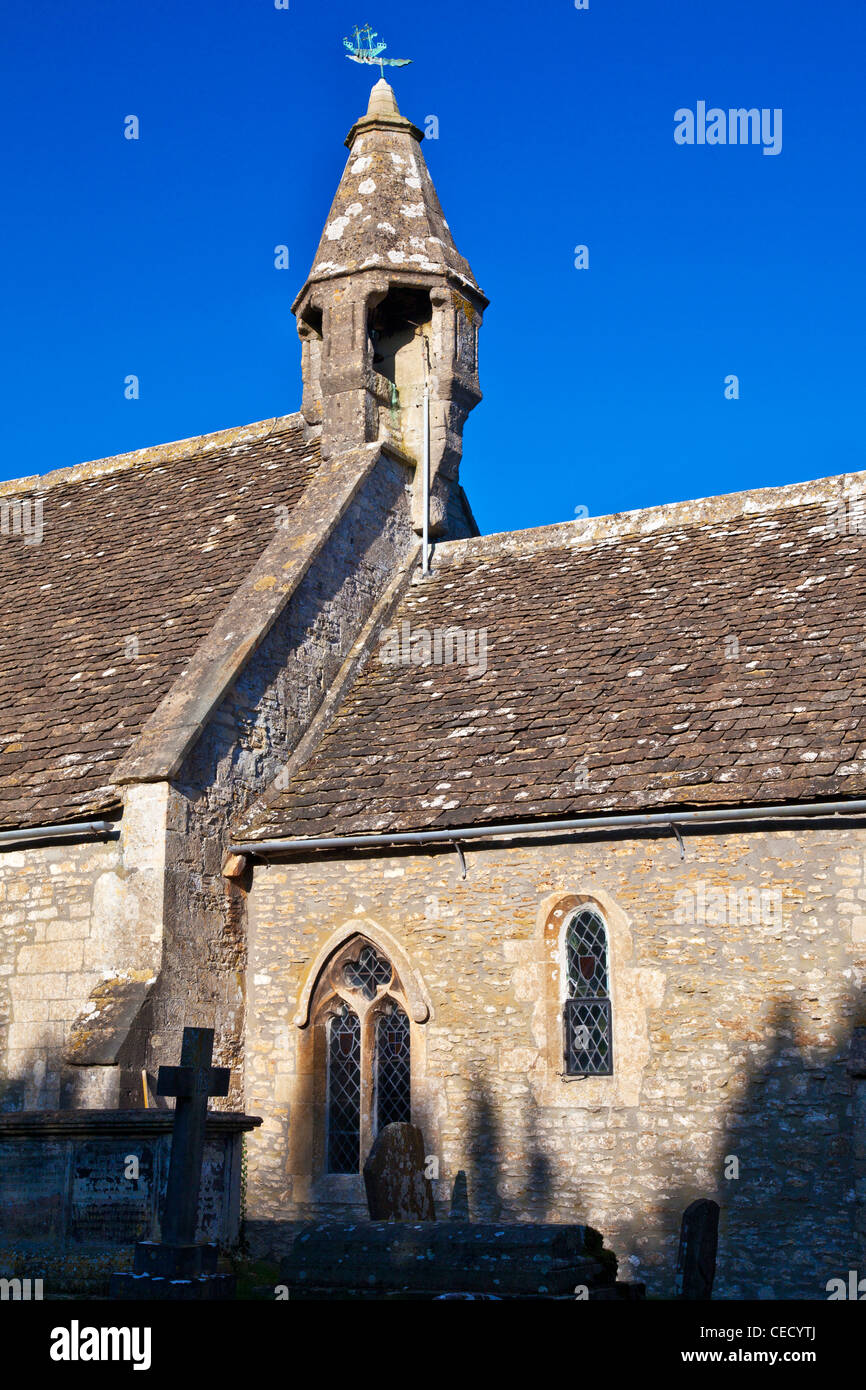 A medieval 13 century bell turret atop an English village church in ...