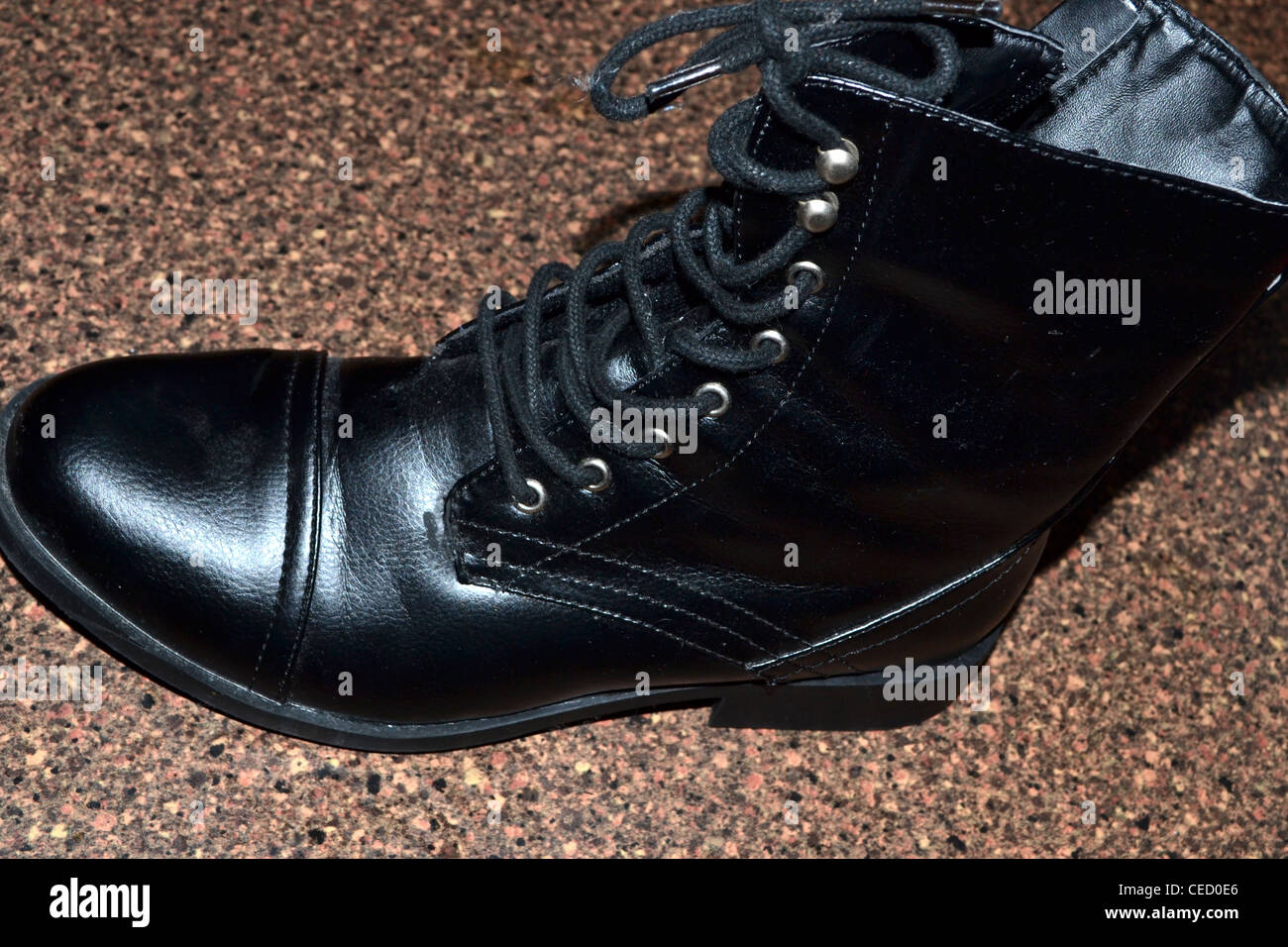 Leather boots black Stock Photo - Alamy