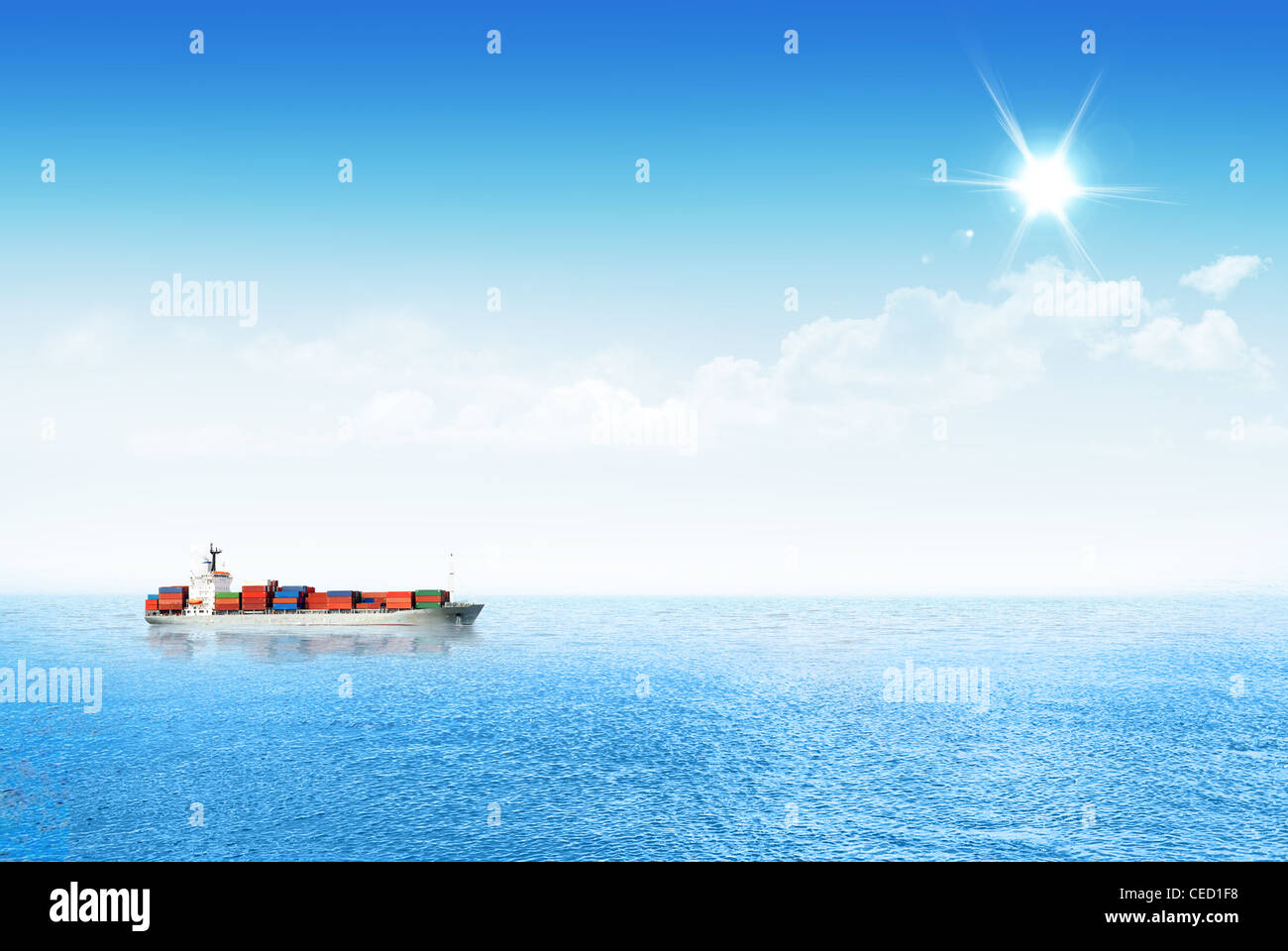 Beautiful picture of cargo ship in the open sea Stock Photo - Alamy
