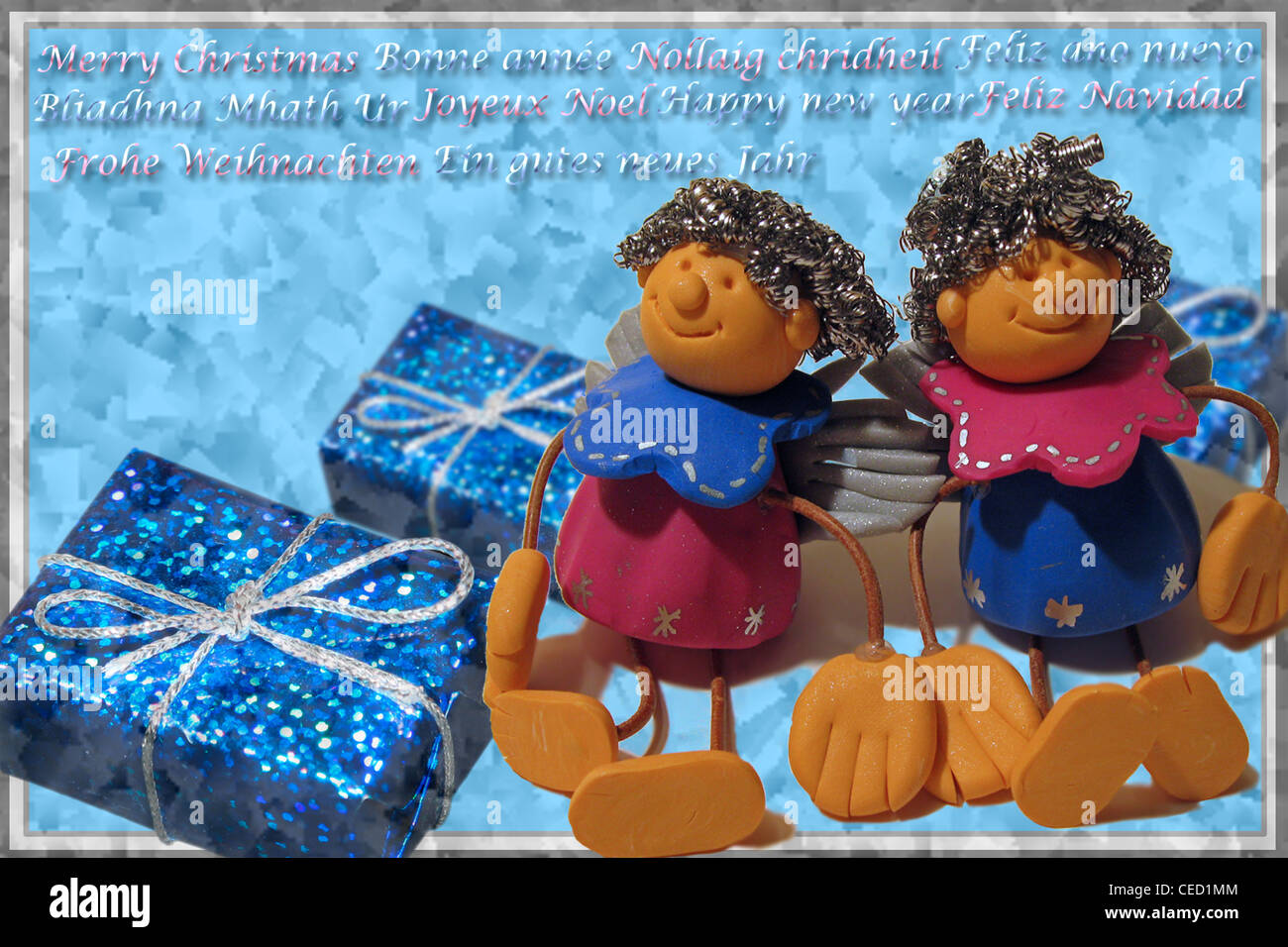 Multi language holiday greeting card Stock Photo - Alamy
