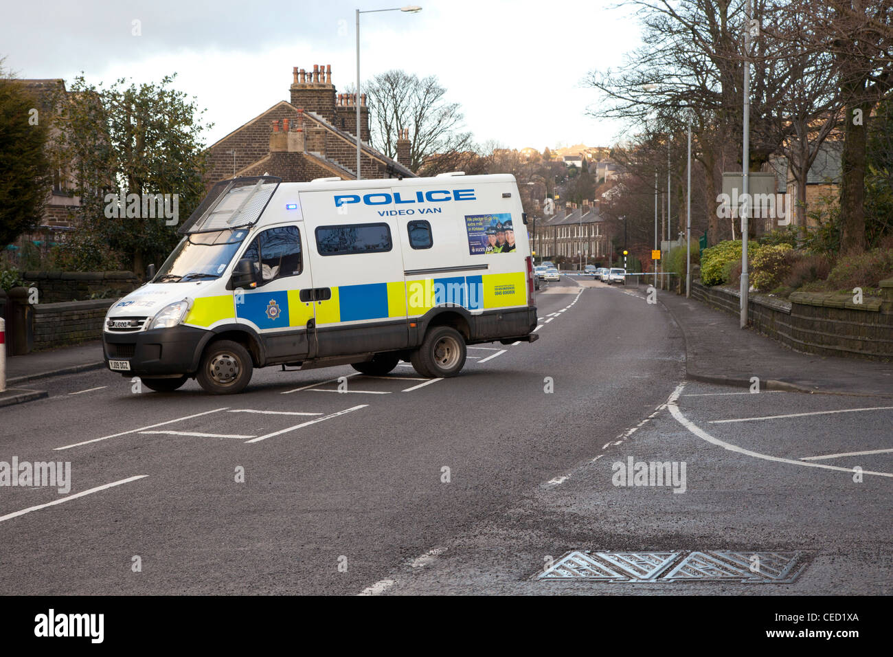 Police van blocking the road following an incident Stock Photo - Alamy