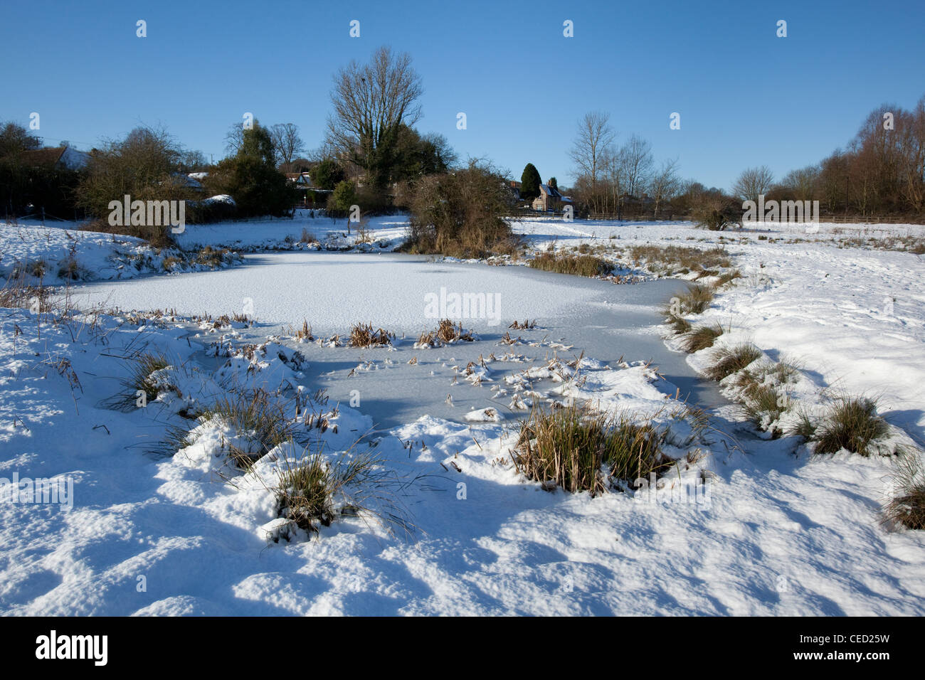 Frozen pond and snow Stock Photo - Alamy