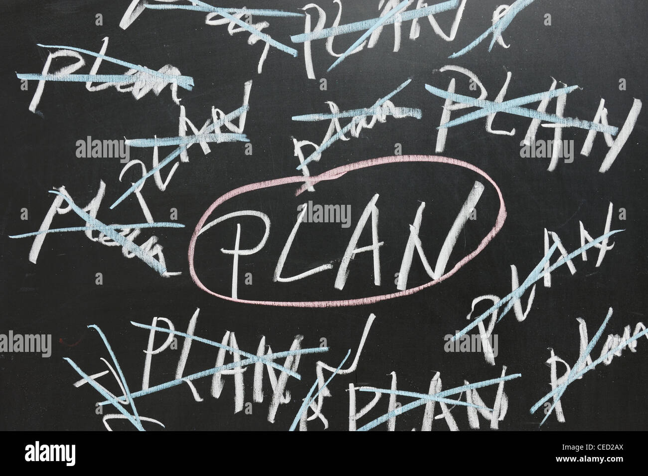 Chalkboard drawing - Choosing plan concept Stock Photo - Alamy