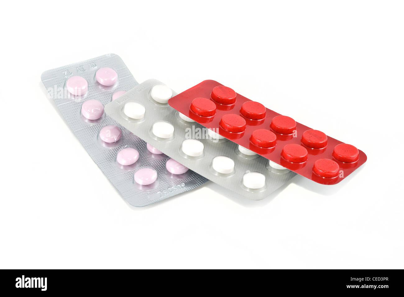 Different pills in blisters, isolated on white background Stock Photo ...