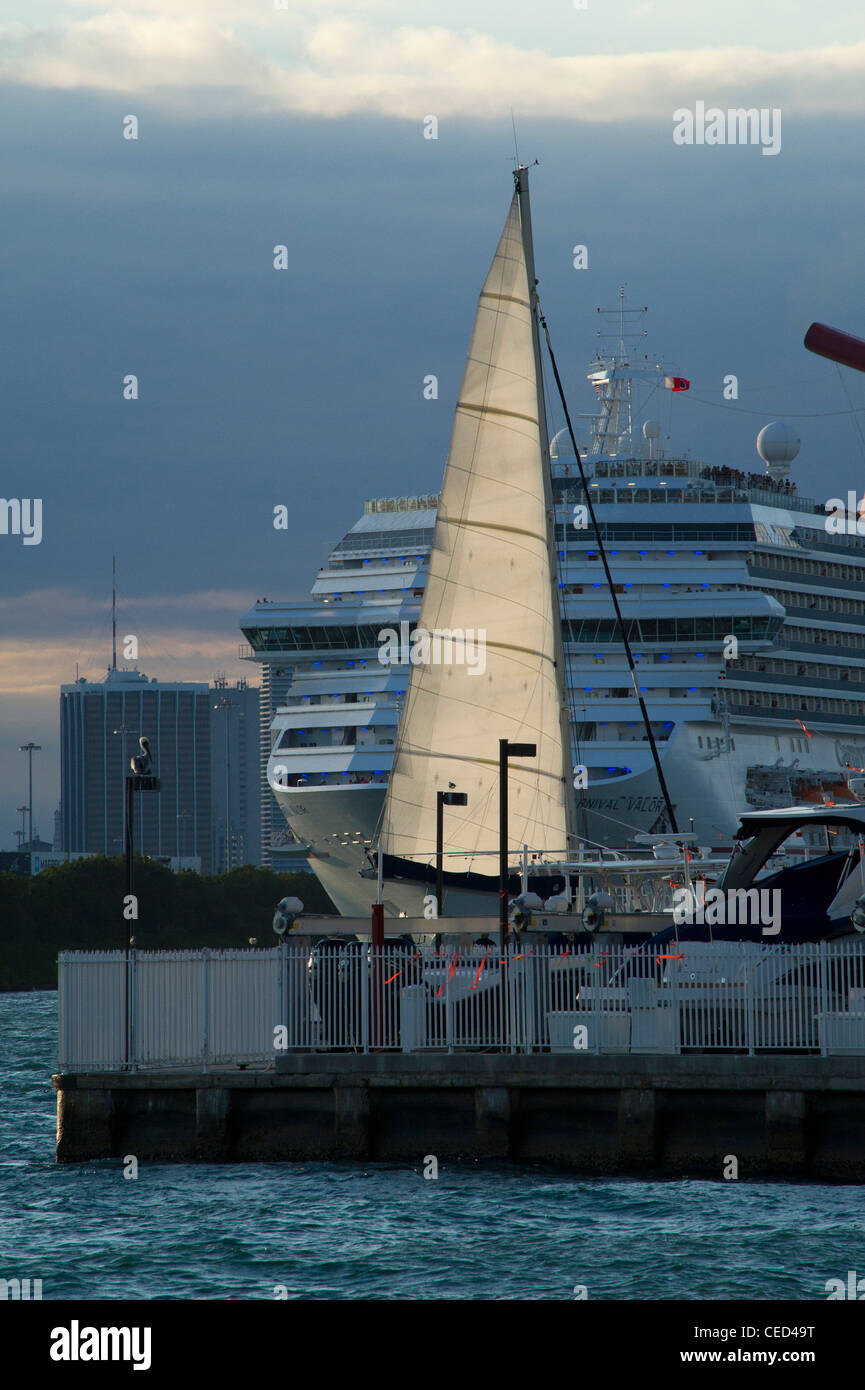 Sail boat in Miami Beach harbor Stock Photo - Alamy