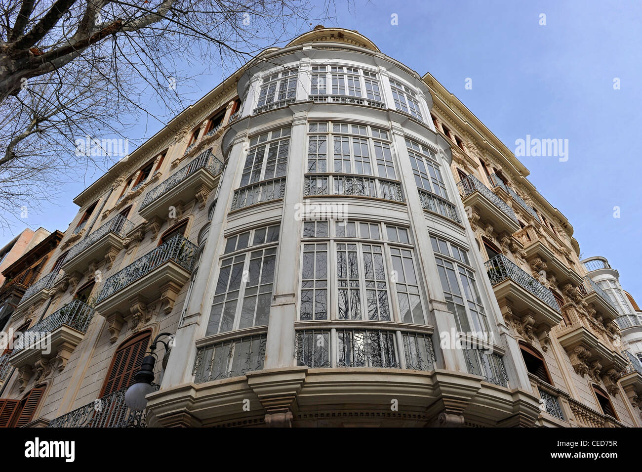 Historic building and architecture in the old town of Palma, Plaza ...