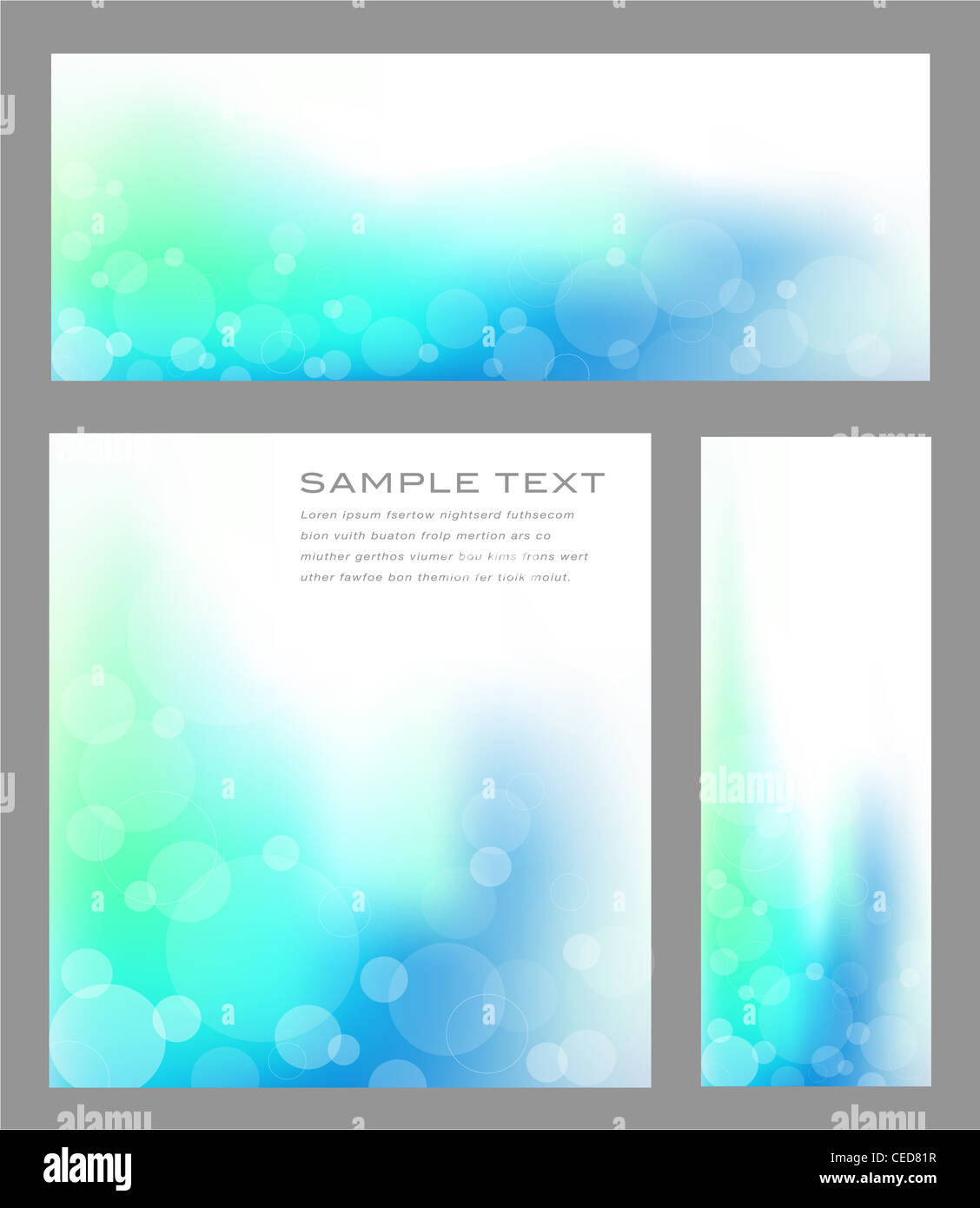 Abstract Blue Green Gradient Background Template Set with solid and ...