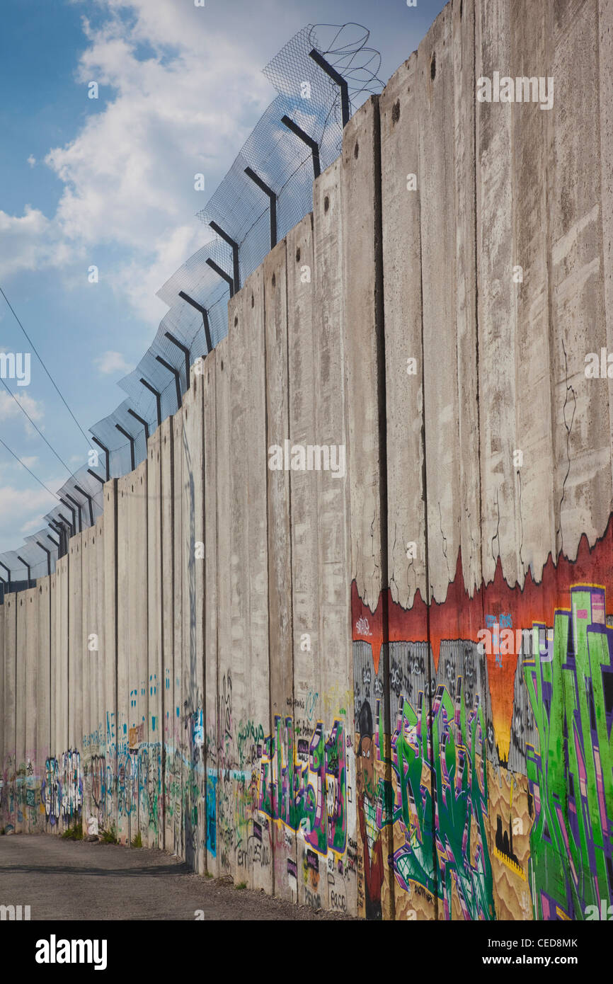 Israel, West Bank, Bethlehem, Israeli-built West Bank Wall surrounding ...