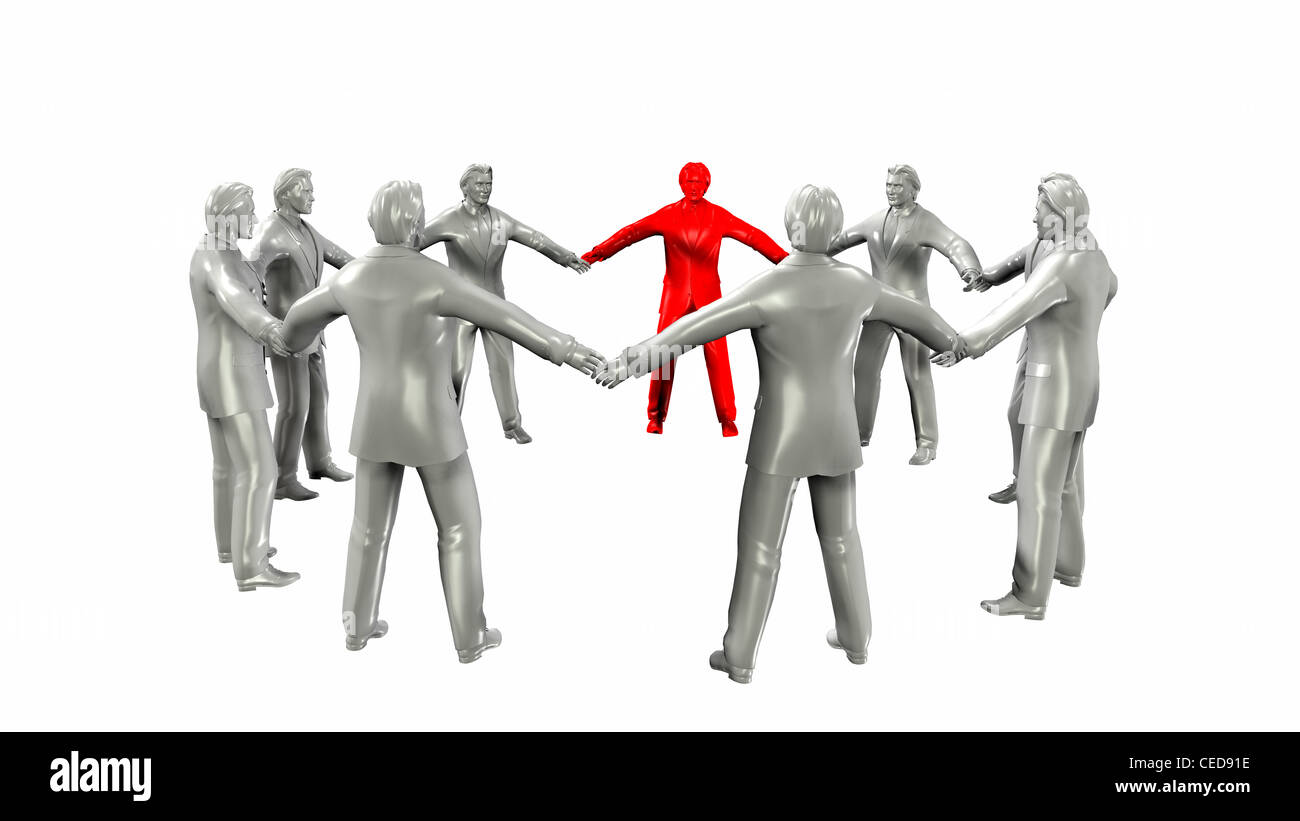 businessmen circle with red member Stock Photo - Alamy