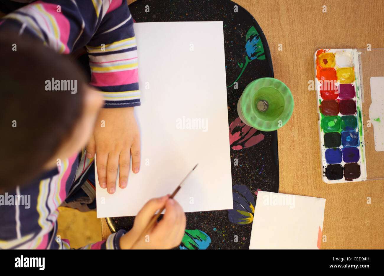 Drawing child, view from top Stock Photo - Alamy