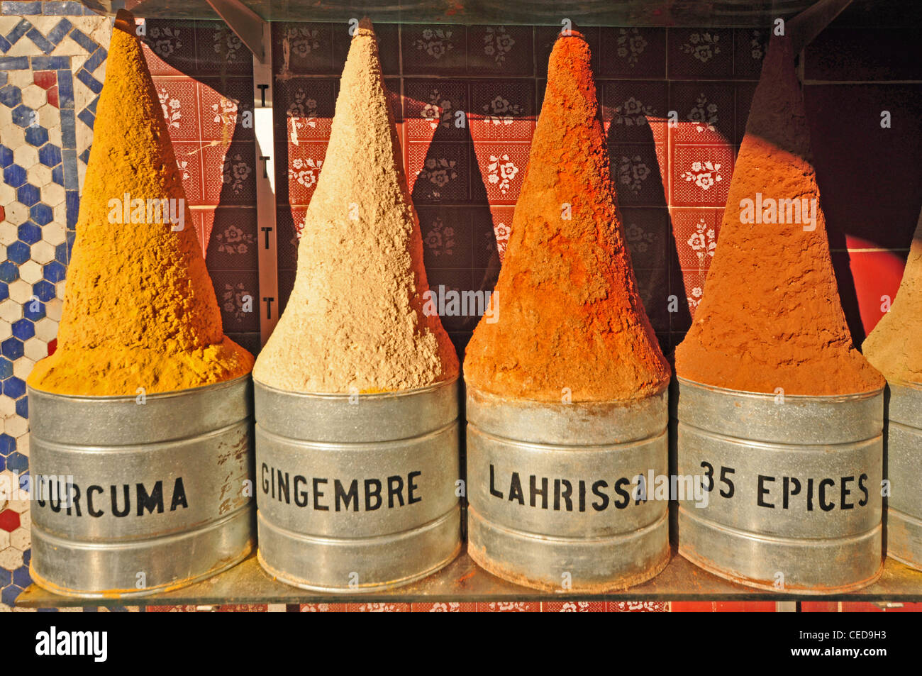 NORTH AFRICA, MOROCCO, MARRAKESH, spice stall on the main market Stock ...