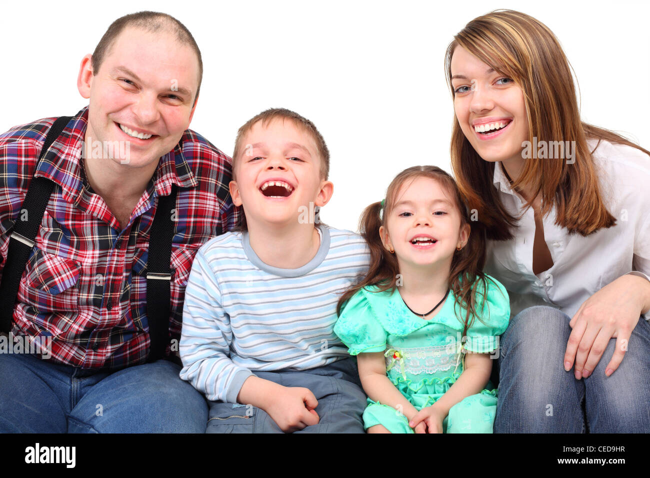 Portrait of laughing parents and children Stock Photo - Alamy