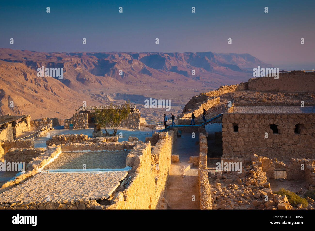 Israel, Dead Sea, Masada, dawn view of the Masada Plateau Stock Photo ...