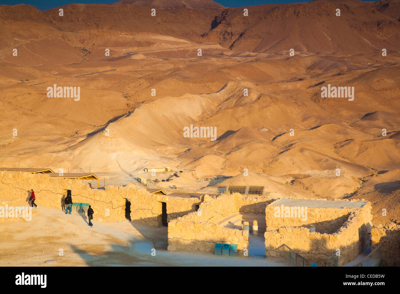 Israel, Dead Sea, Masada, dawn view of the Masada Plateau Stock Photo ...