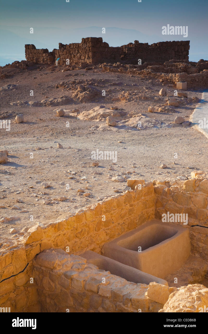 Israel, Dead Sea, Masada, dawn view of the Masada Plateau Stock Photo ...
