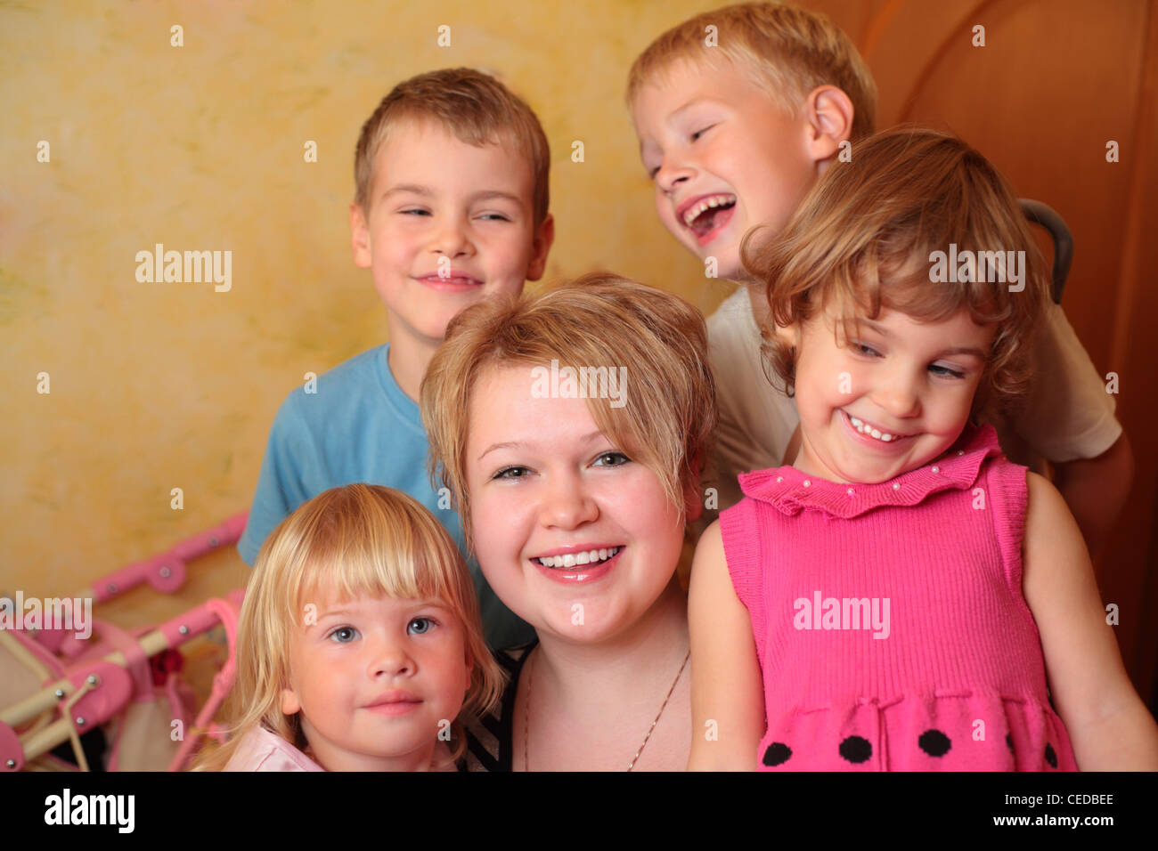 Young girl and four children Stock Photo - Alamy