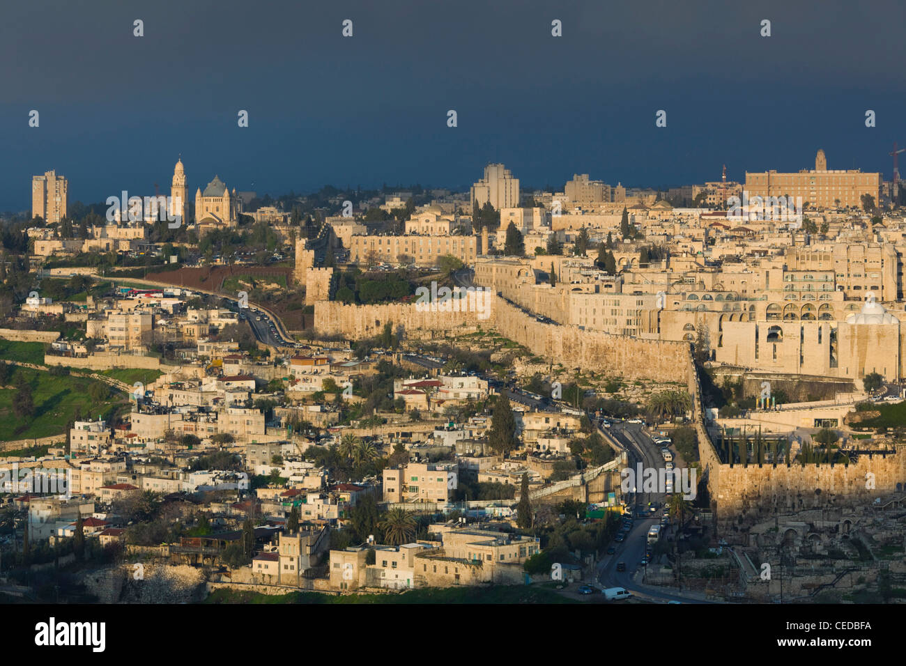 Israel, Jerusalem, elevated view of the Old City, dawn Stock Photo - Alamy