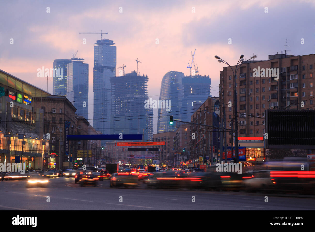 City street in evening Stock Photo - Alamy