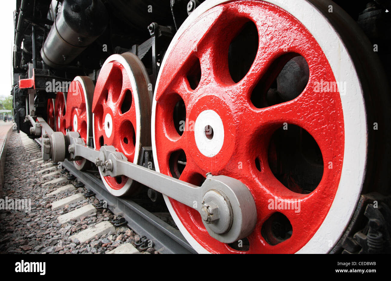 Close up of locomotive wheels Stock Photo - Alamy