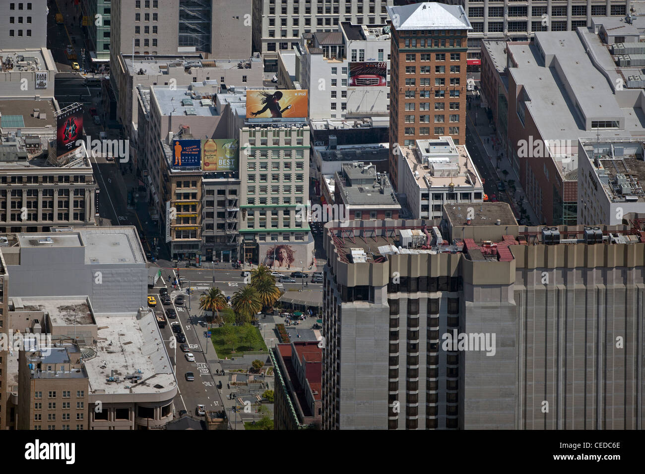 aerial photograph Union Square San Francisco, California Stock Photo ...