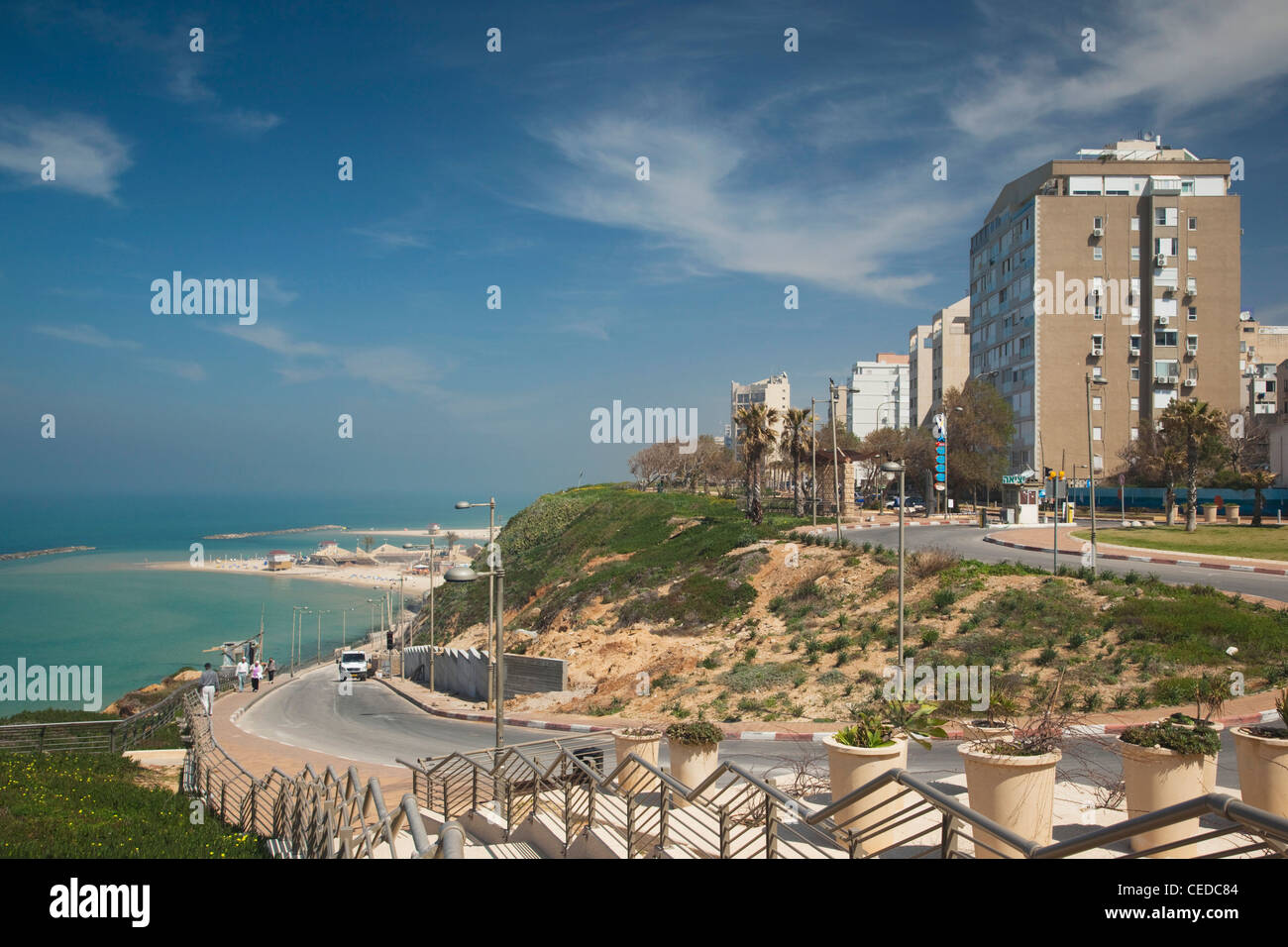 Israel, North Coast, Netanya, cliffside buildings Stock Photo - Alamy