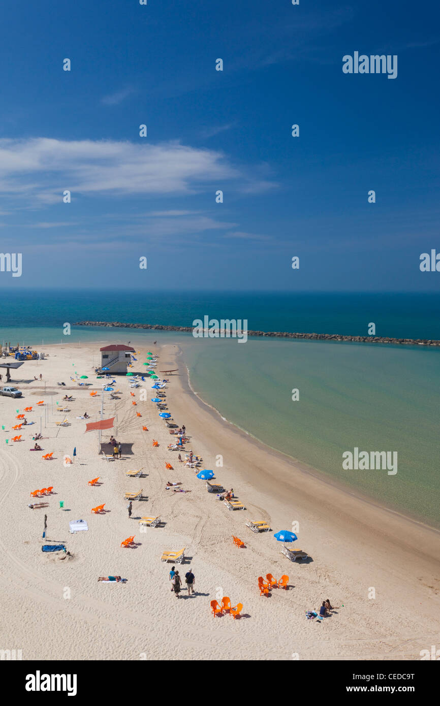Israel, North Coast, Netanya, elevated beach view Stock Photo - Alamy