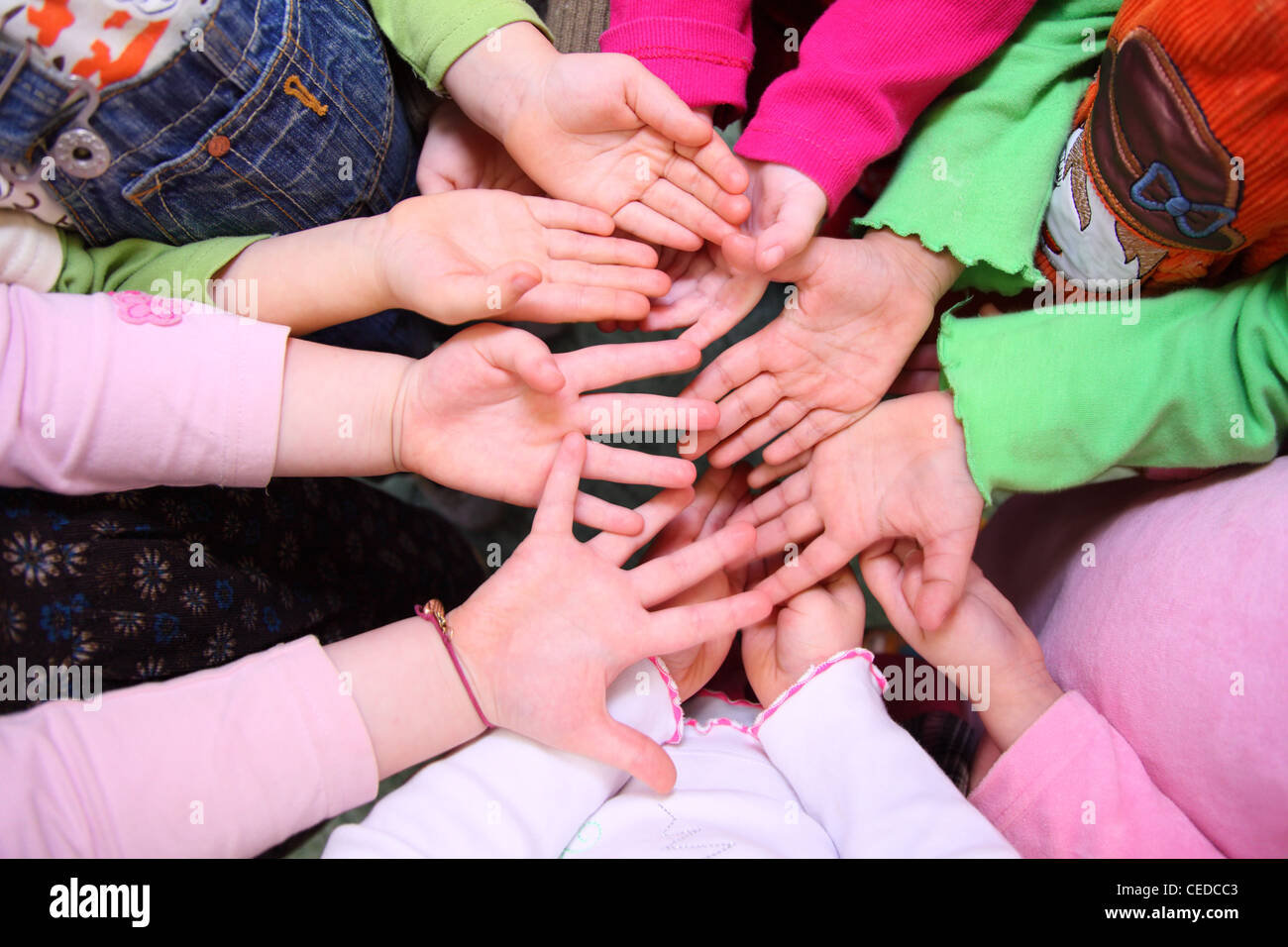 Children's palms, top view Stock Photo - Alamy