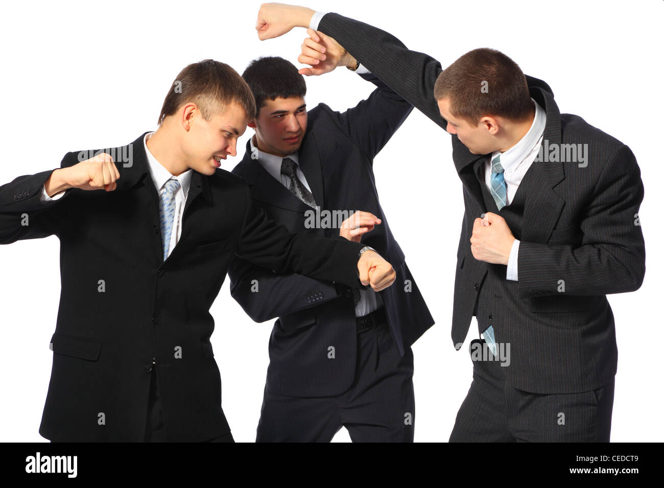 three fighting businessmen Stock Photo - Alamy