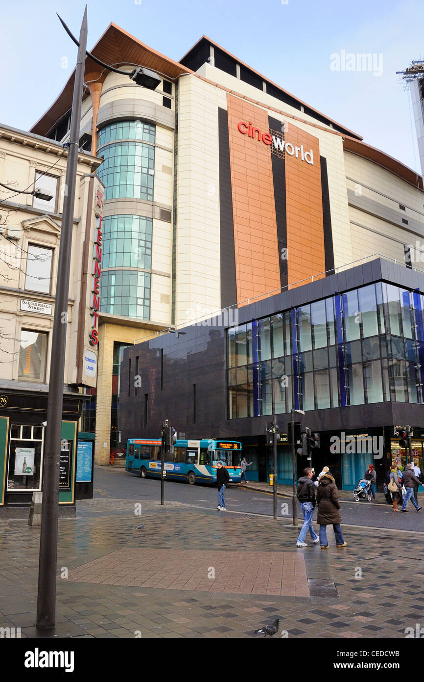 Cineworld building view from Sauchiehall Street in Glasgow city centre ...