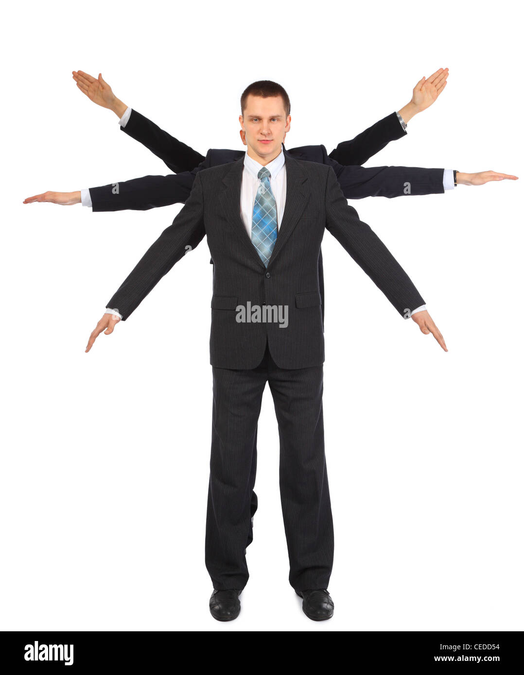 businessman with six hands Stock Photo - Alamy