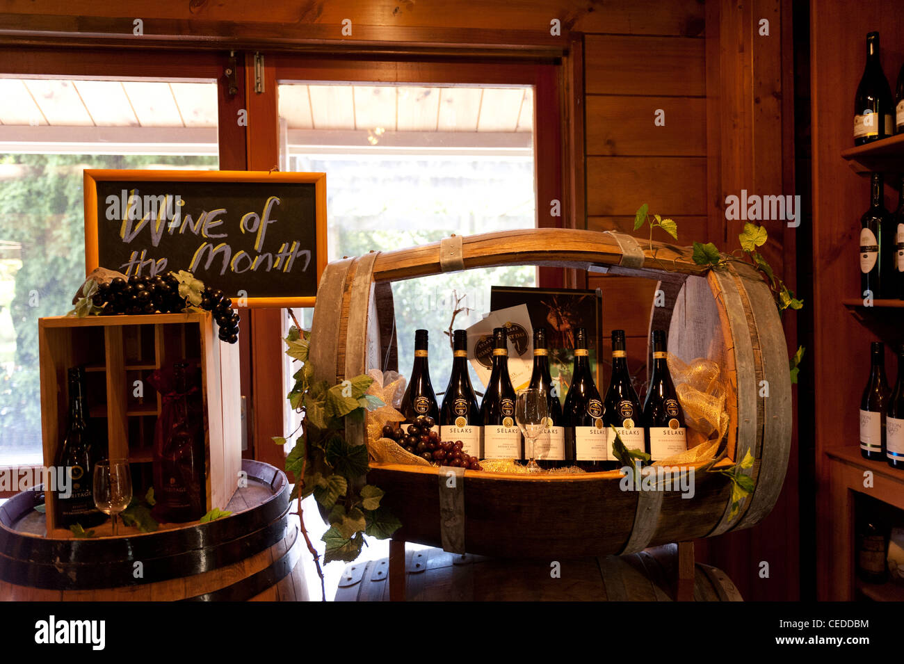 Wines on display at the Nobilo winery, Kumeu, Auckland Stock Photo - Alamy