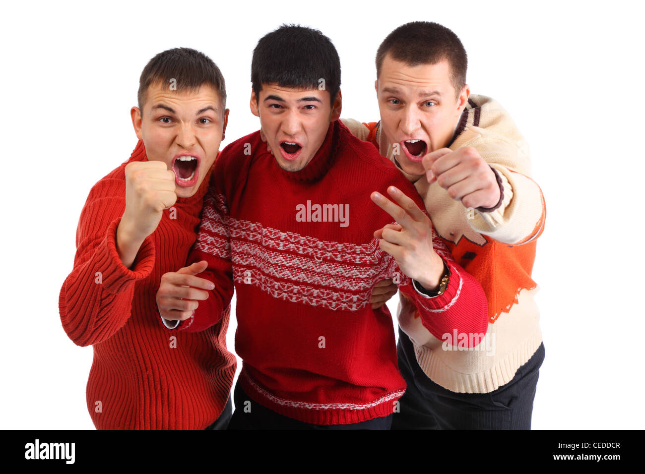 Three aggressive young hooligans Stock Photo - Alamy