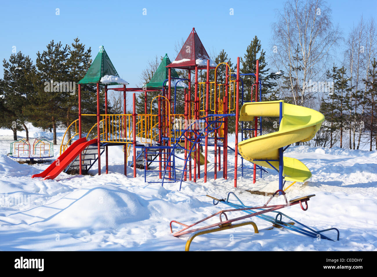 Children's playground in winter Stock Photo - Alamy