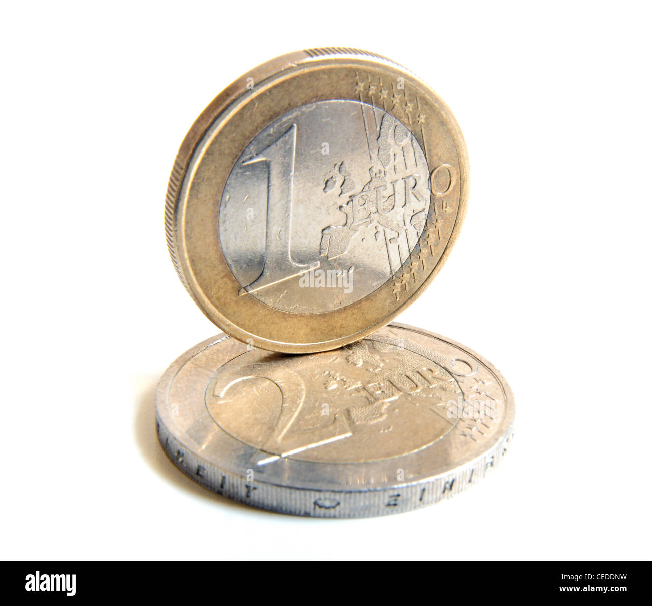 Euro money coins on white background Stock Photo - Alamy