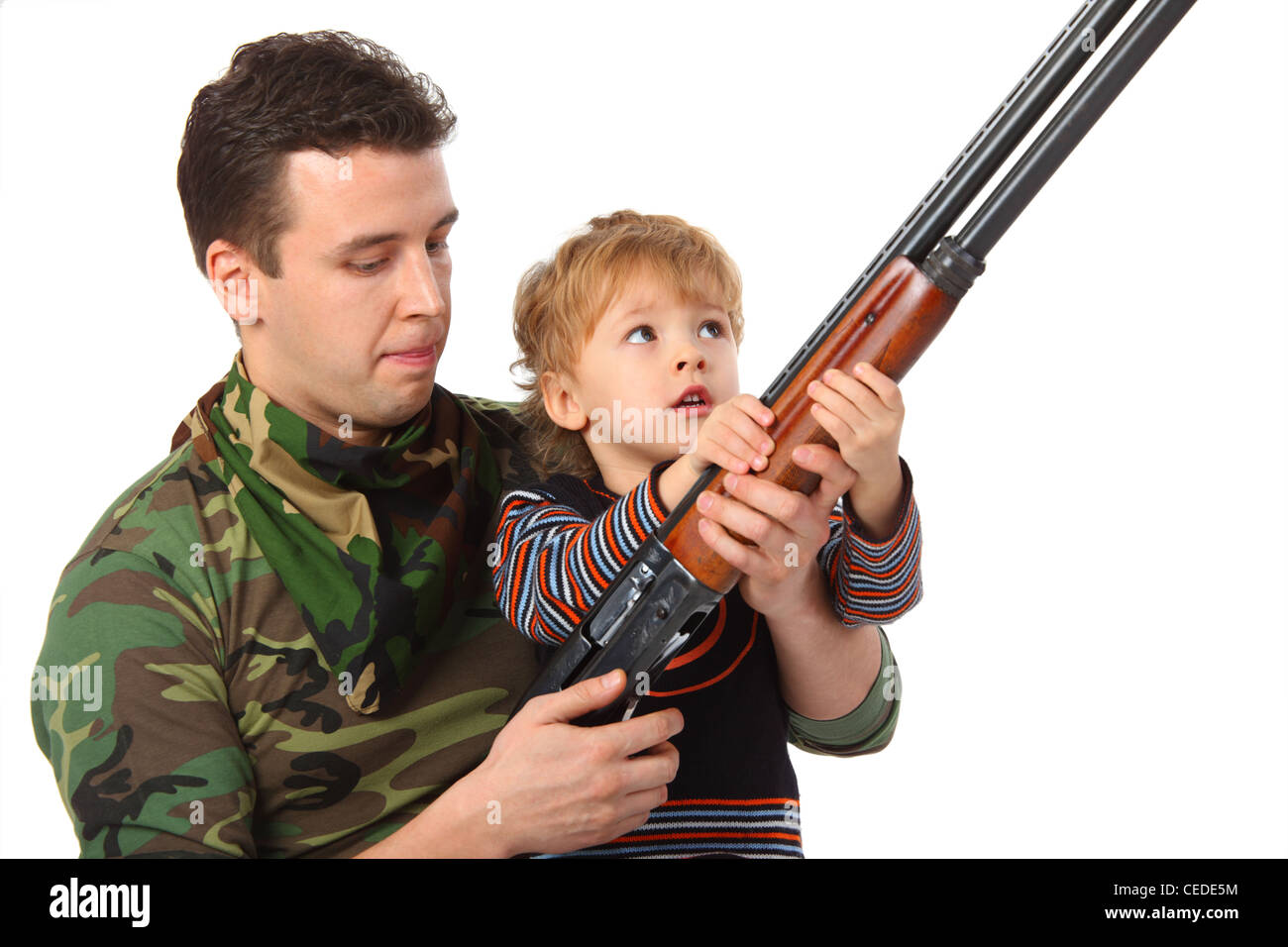 Father and son with gun Stock Photo - Alamy