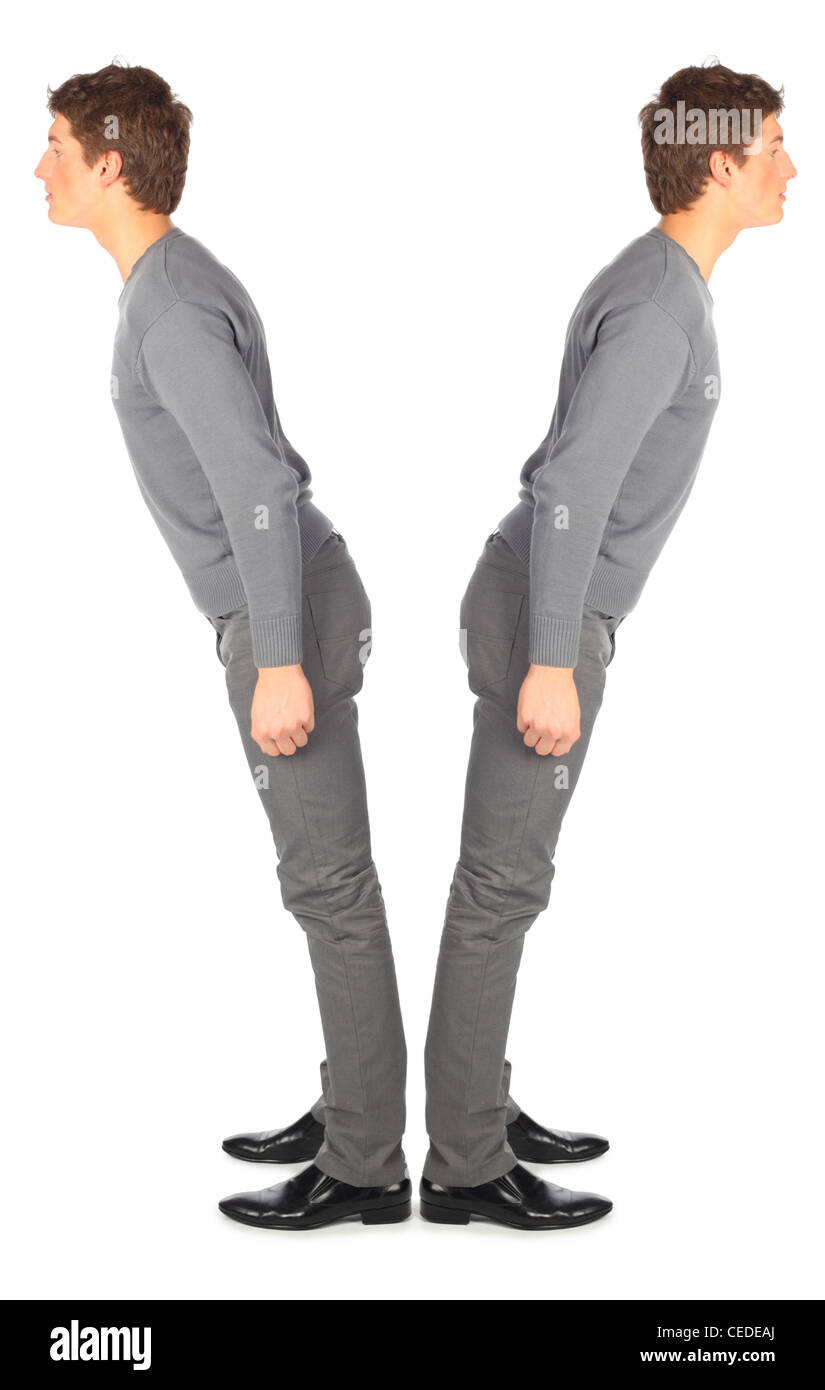 young man represent letter V Stock Photo - Alamy