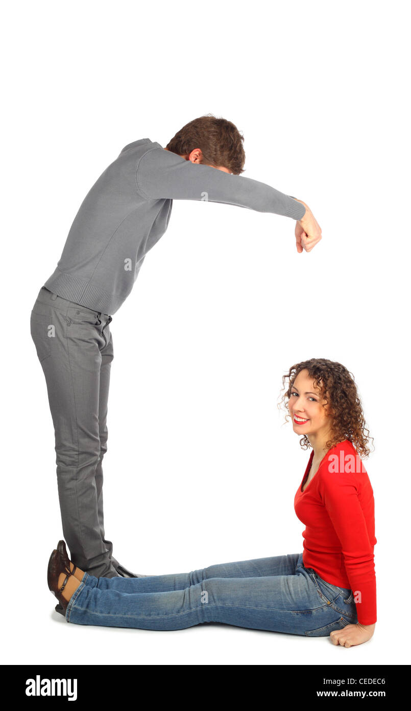 young man and woman represents letter G Stock Photo - Alamy