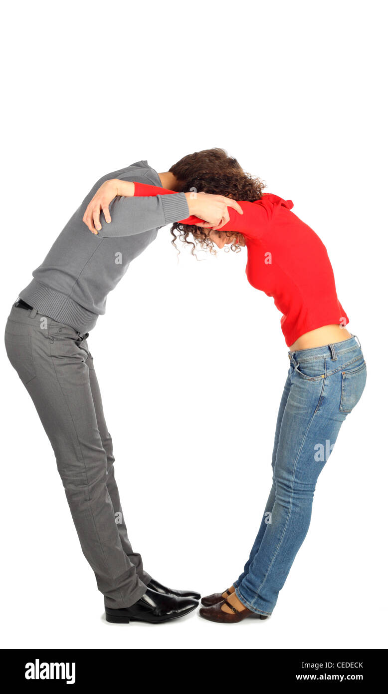 young man and woman represents letter O Stock Photo - Alamy