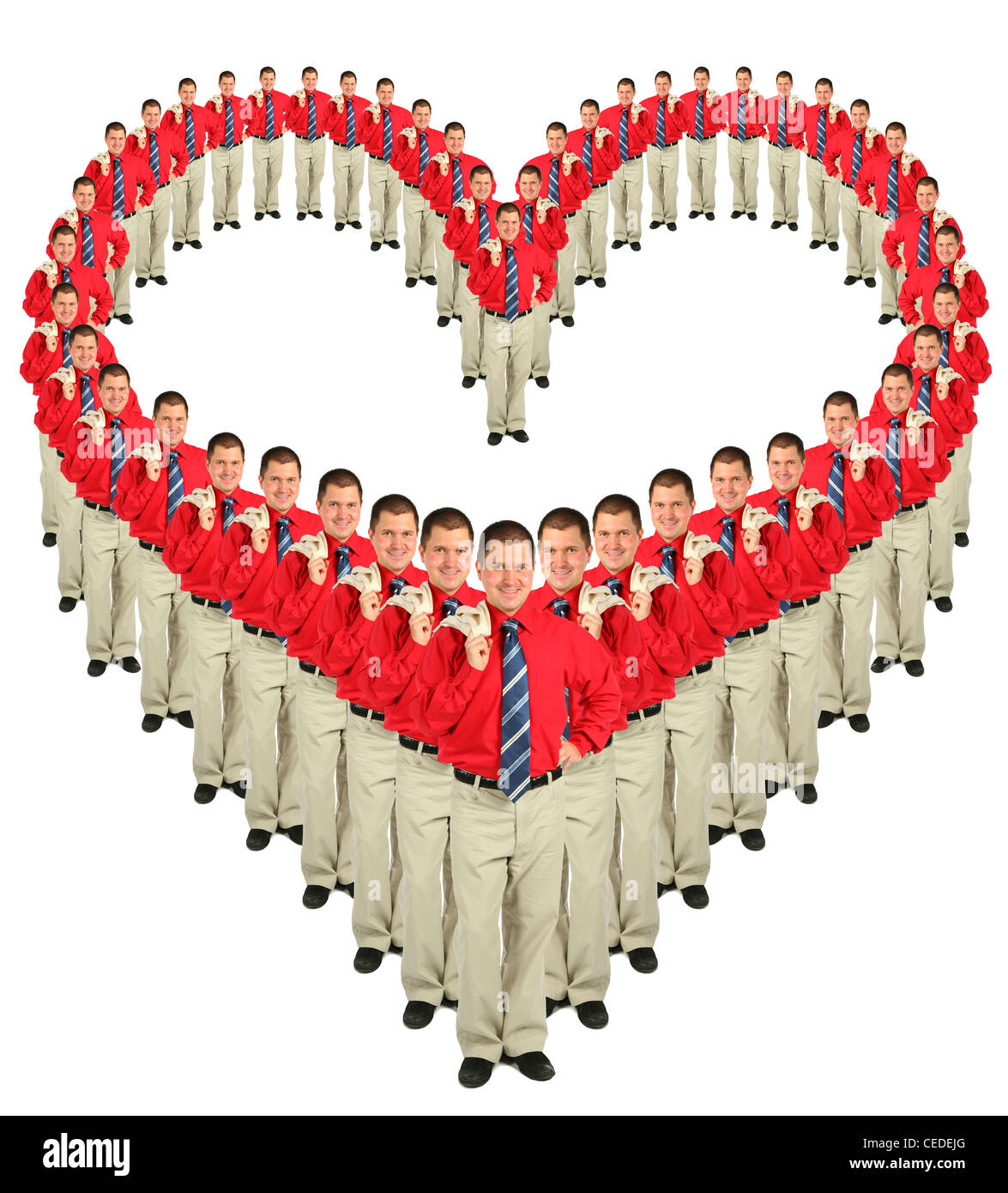 businessmen in red shirts heart collage Stock Photo - Alamy