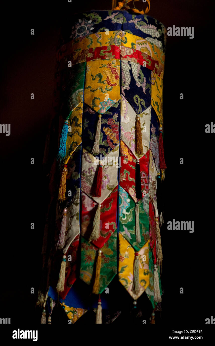 Ceremonial Silk Hanging at a Buddhist Monastery, Sikkim, India Stock ...