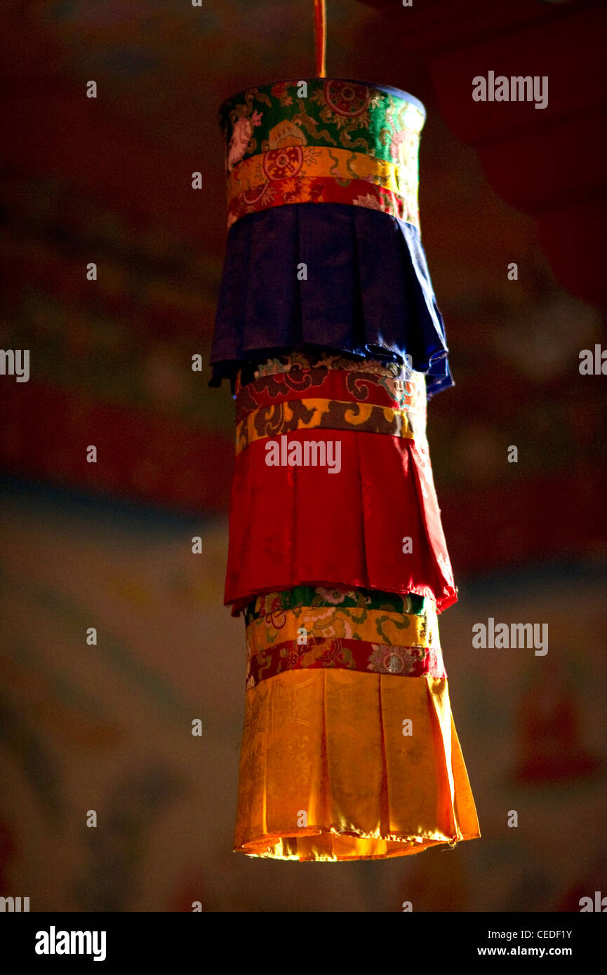 Ceremonial Silk Hanging at a Buddhist Monastery, Sikkim, India Stock ...