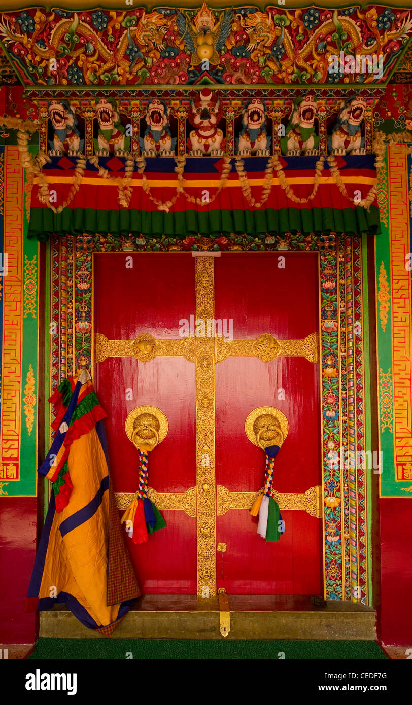 Art in Buddhist Monastery architecture in Sikkim, India - hand crafted ...