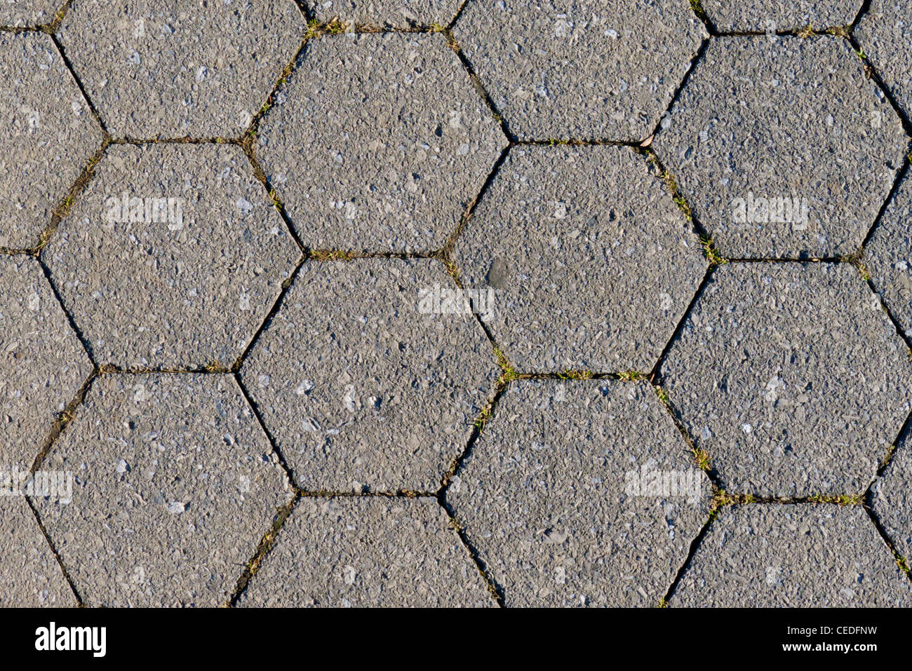 Hexagonal concrete park pavers (background Stock Photo - Alamy
