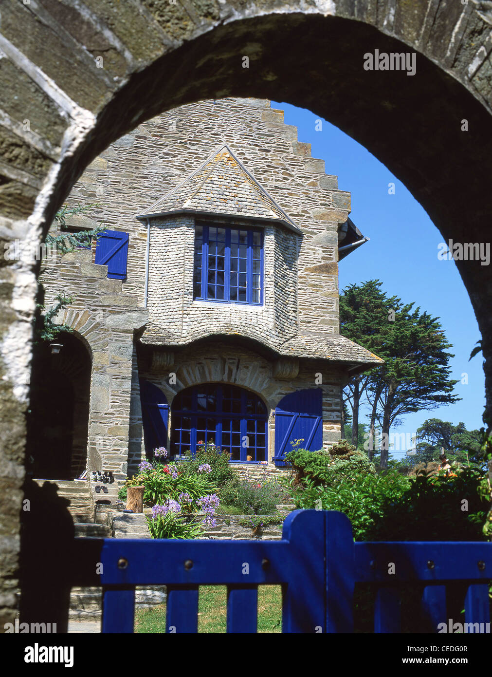 French villa, Perros-Guirec, Côtes-d'Armor, Brittany, France Stock ...