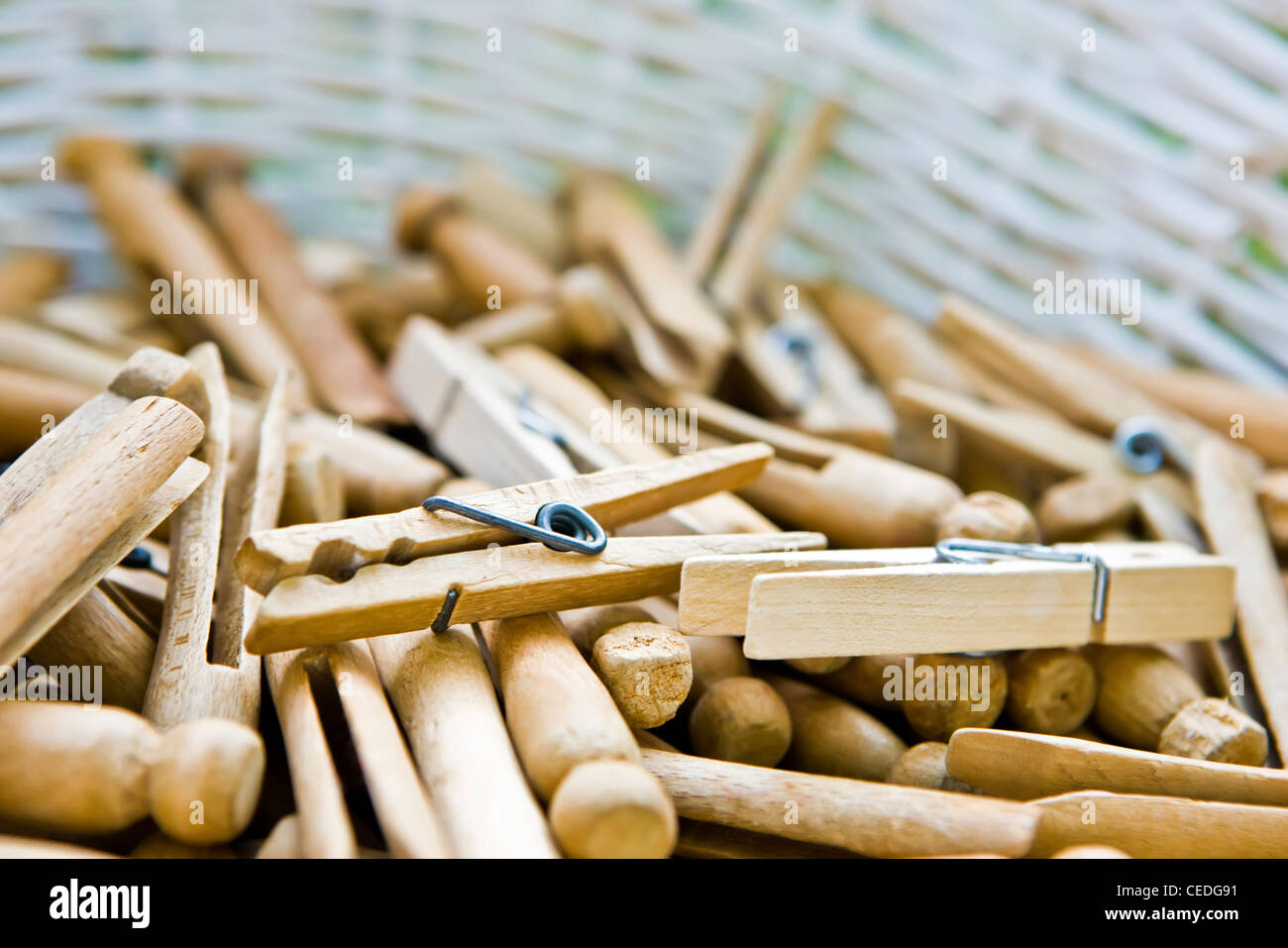 Close up of clothespin in basket Stock Photo - Alamy